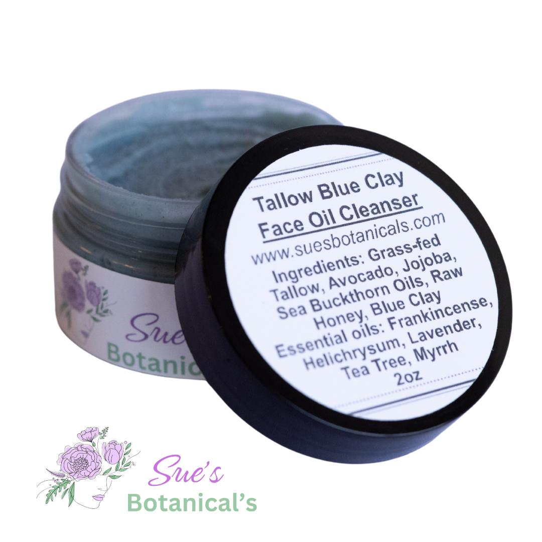 Tallow Blue Clay Face Oil Cleanser – Sue's Botanicals